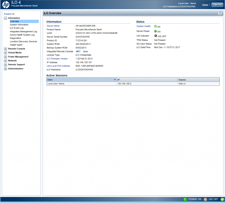 iLO4の利用 – kondolab